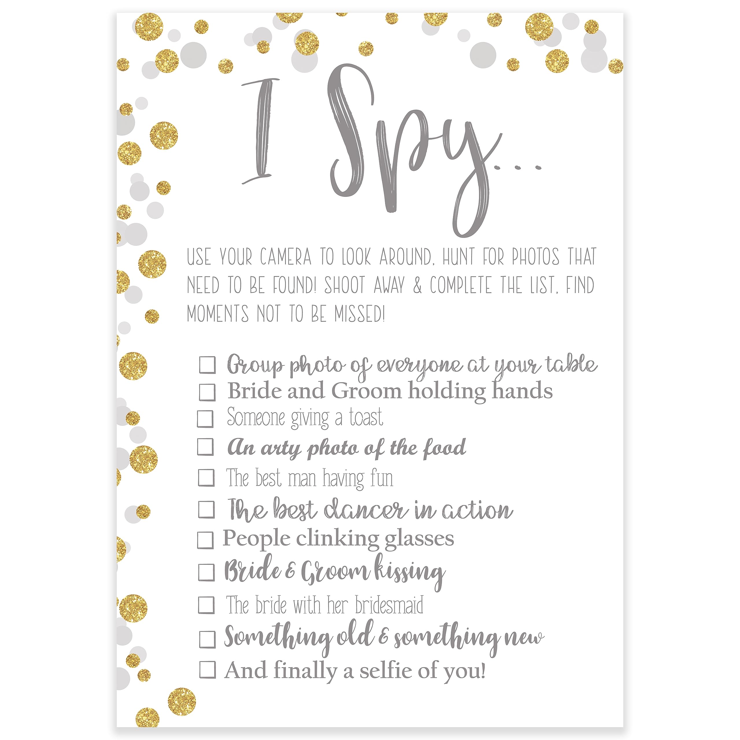 I Spy Wedding Invitation I Spy Wedding Game: Fun Printable Cards For