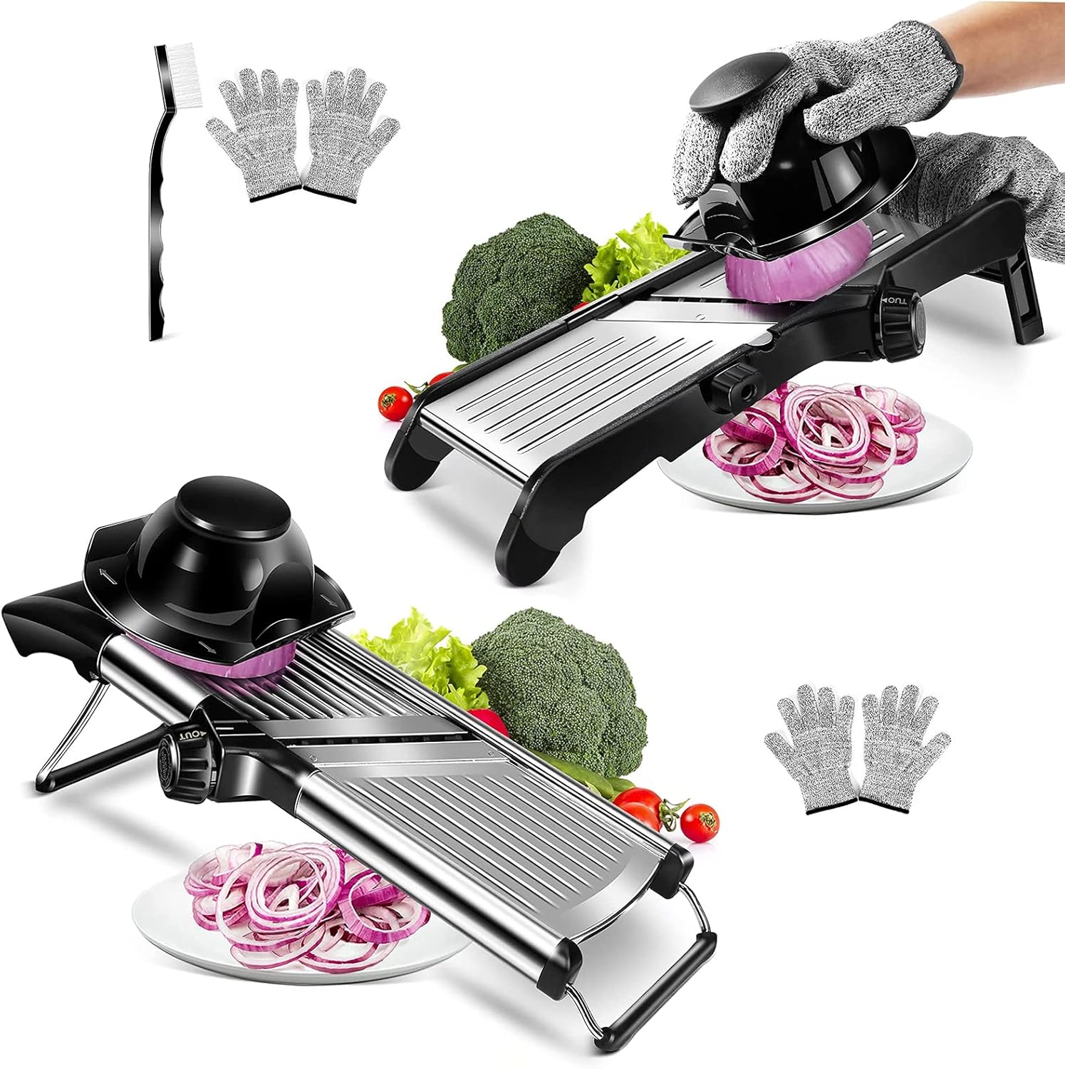 Amazon.com: MASTERTOP 2 types Adjustable Mandoline Food Slicer ...