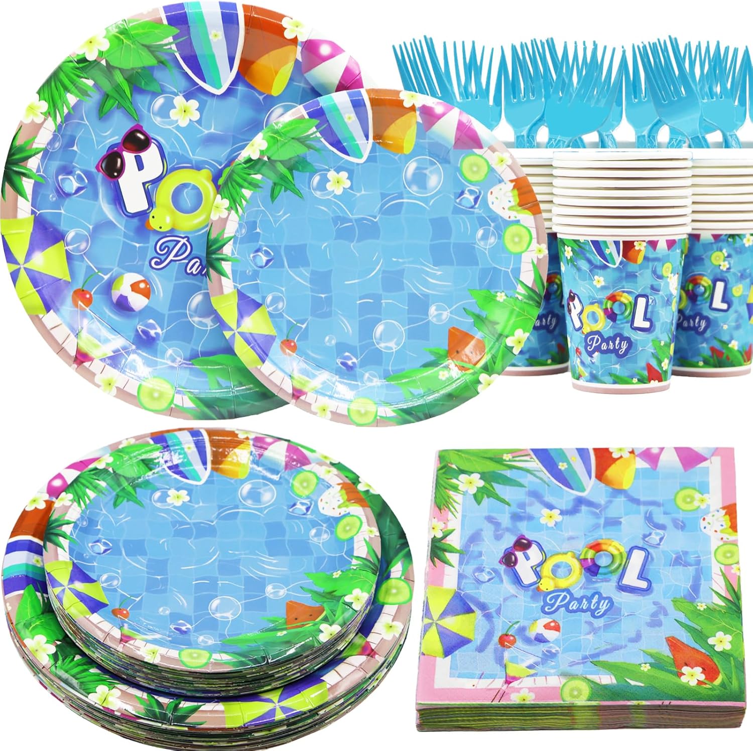Amazon.com: Decodinli Pool Party Supplies Pool Birthday Party ...