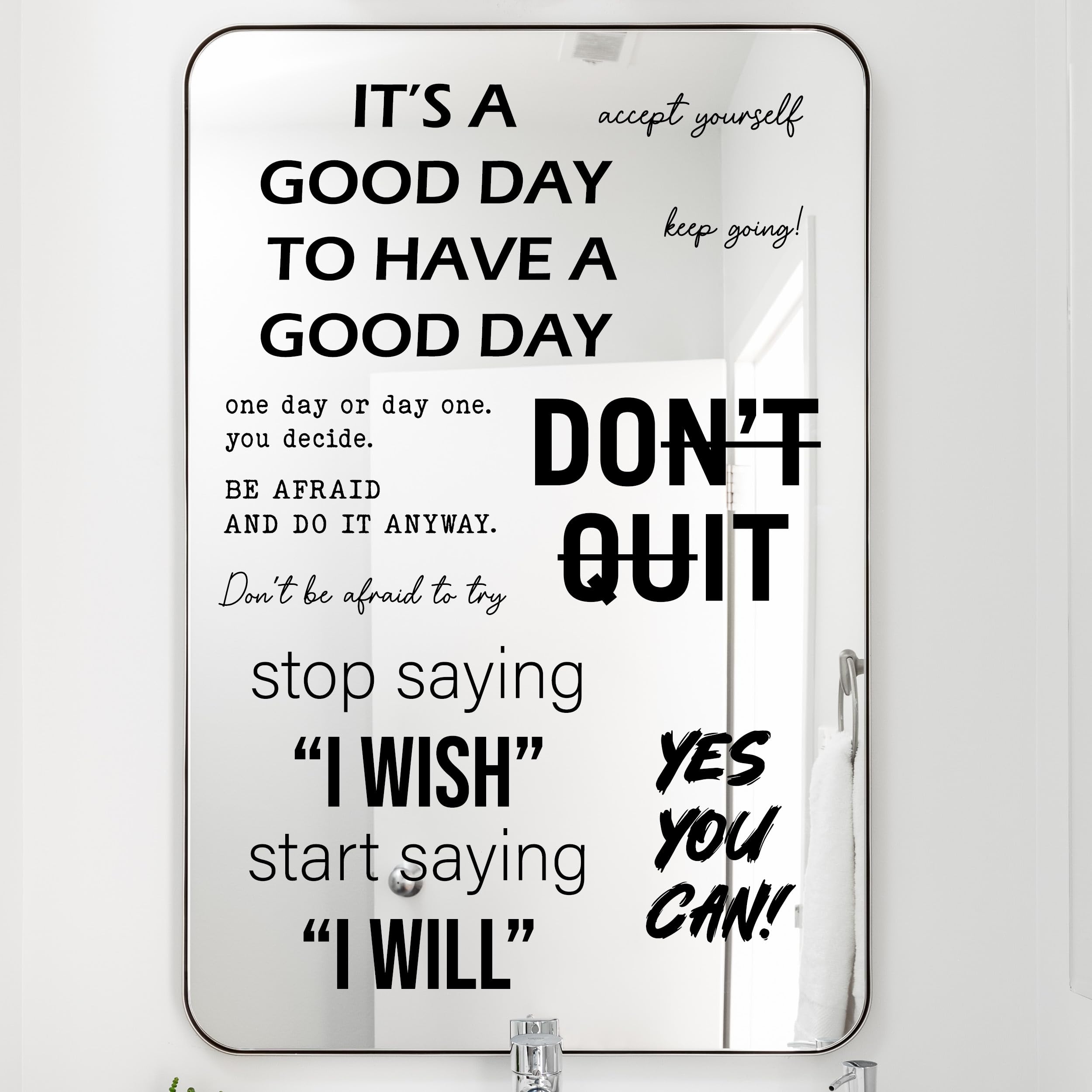 Amazon.com: Inspirational Mirror Decals - Set of 9 Black Vinyl ...