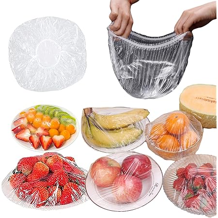 Amazon.com: 100PCS Reusable Elastic Food Plastic Wrap, Stretchable Food ...