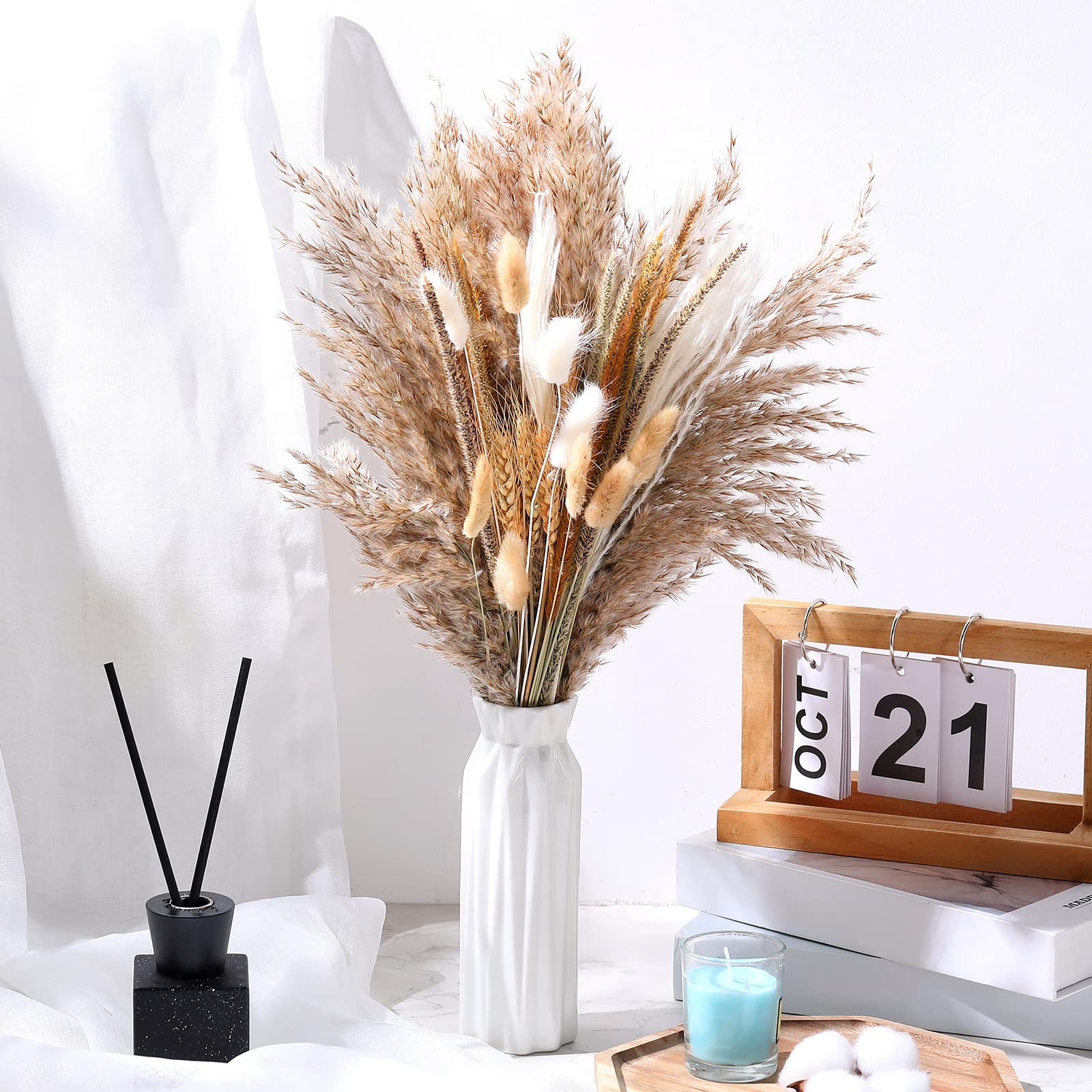 255 Pcs Natural Dried Pampas Grass 17 Inch Pompous Grass Long-Lasting ...