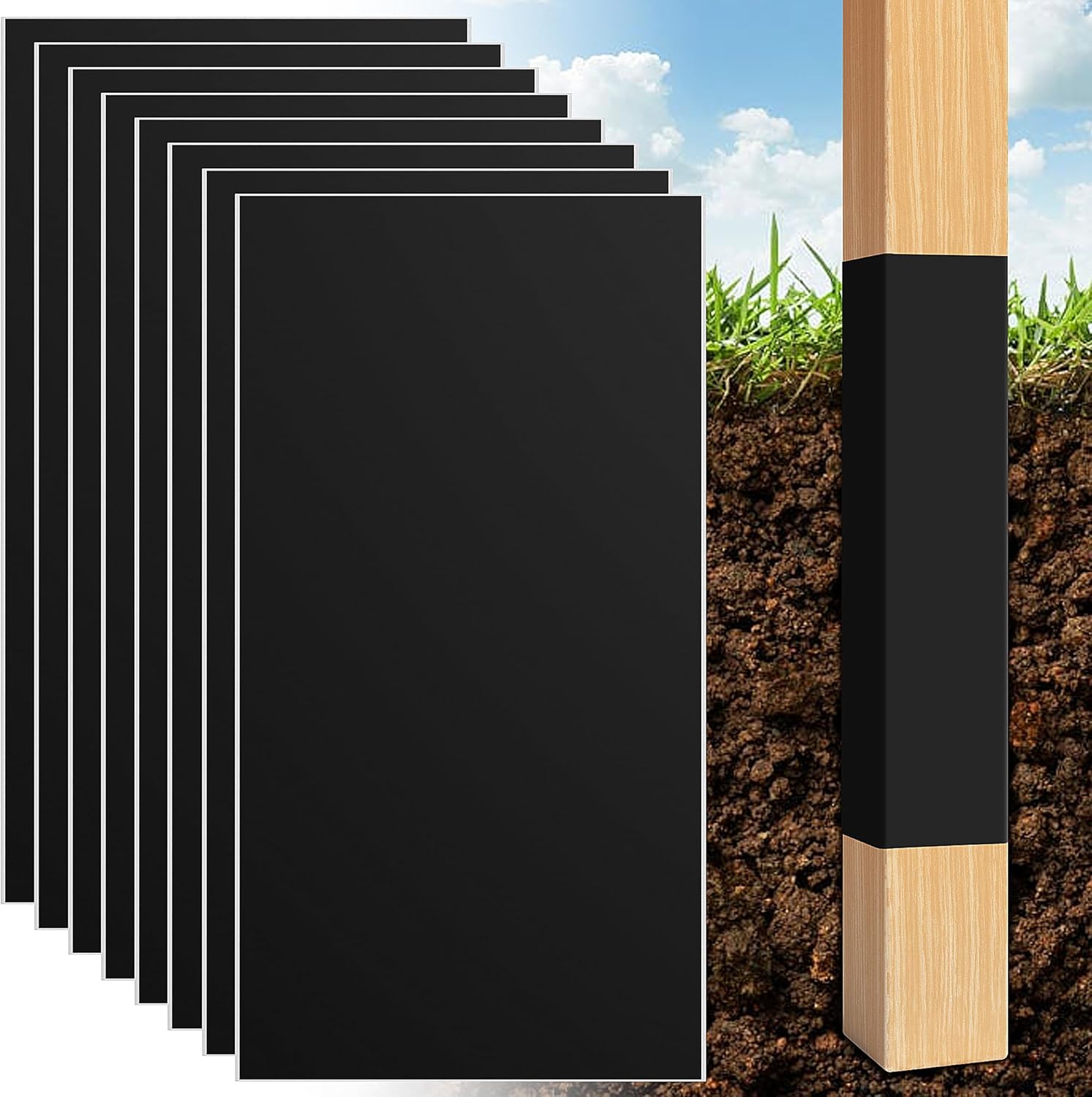 Amazon.com : DECOHS 8 Pcs Fence Post Protection, 24.4 x 8.4 Inch ...