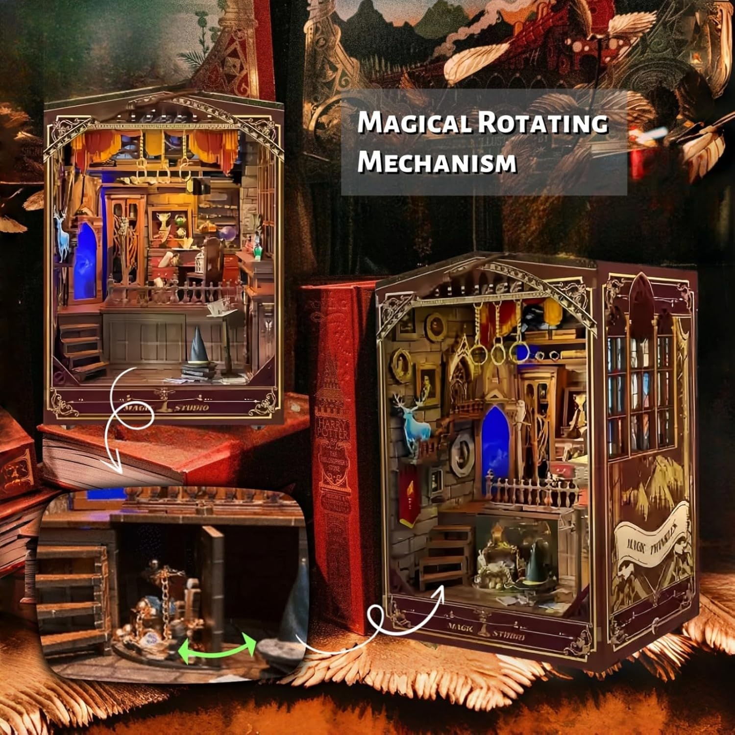 Magic Workshop Hidden Rotating Mechanism DIY Wide Book Nook Kit ...