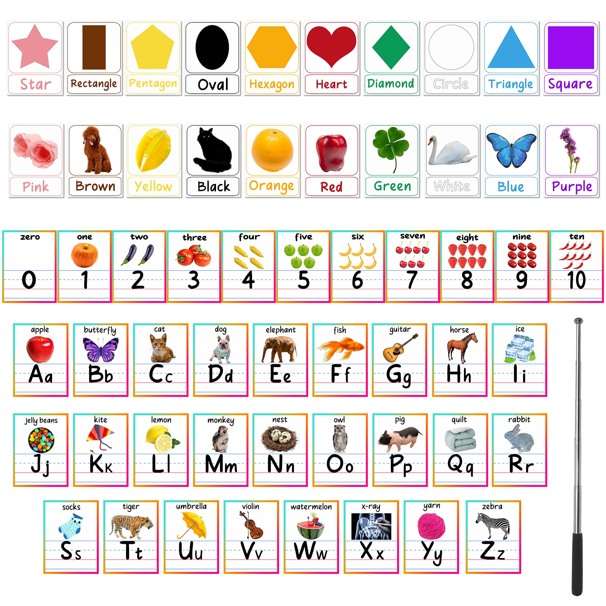 57 Pieces Alphabet Bulletin Board Set Educational Manuscript Abc Number ...