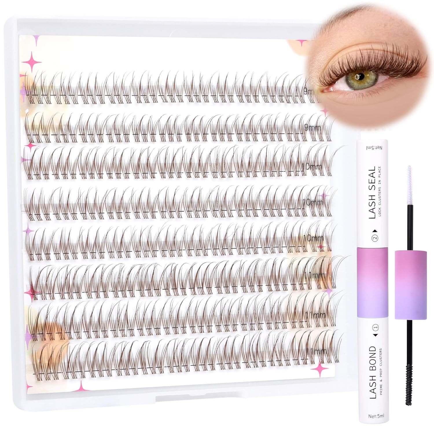 Amazon.com: Brown Lash Extension Kit Wispy Lash Clusters Kit Natural ...
