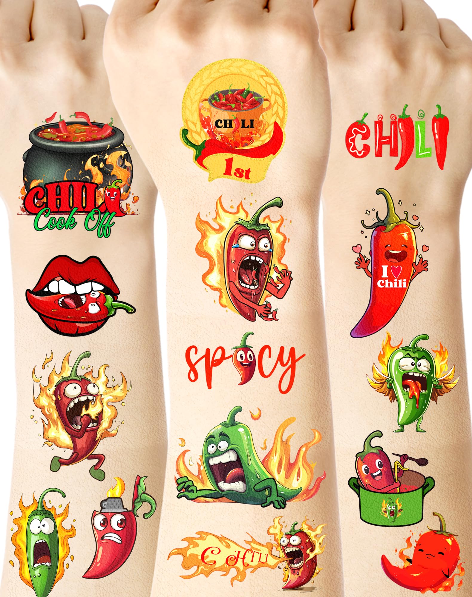 Amazon.com : 184 Pieces Chili Cook Off Contest Temporary Tattoos ...