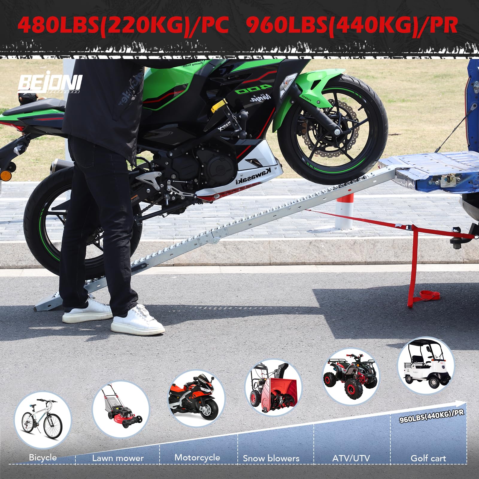 Snapklik.com : BEJONI 83" Loading Ramps For Pickup Truck, Folding Steel ...