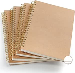 VEESUN Notepad A5 Lined 4 Pieces: Notebook 80 Sheets/160 Pages Spiral Block Power Cover Block ...