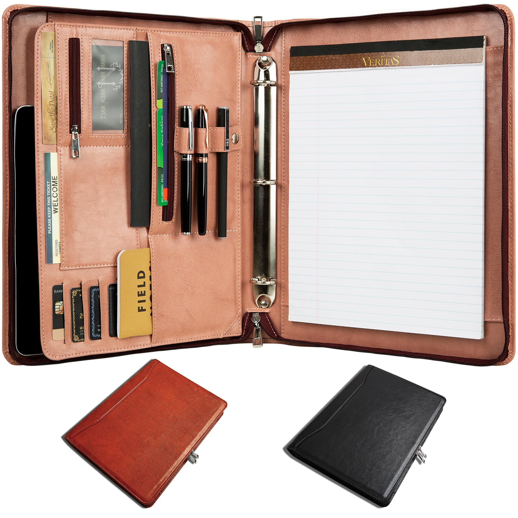 Amazon.com: GZRHKJ Vegan Leather Portfolio Binder, Personalized ...