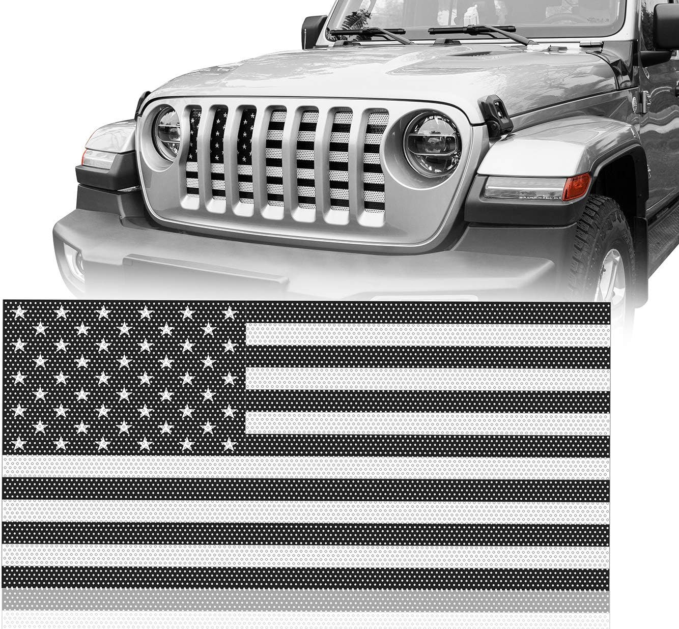 Amazon.com: Hooke Road Front Grill Grille Insert US Flag for Jeep ...
