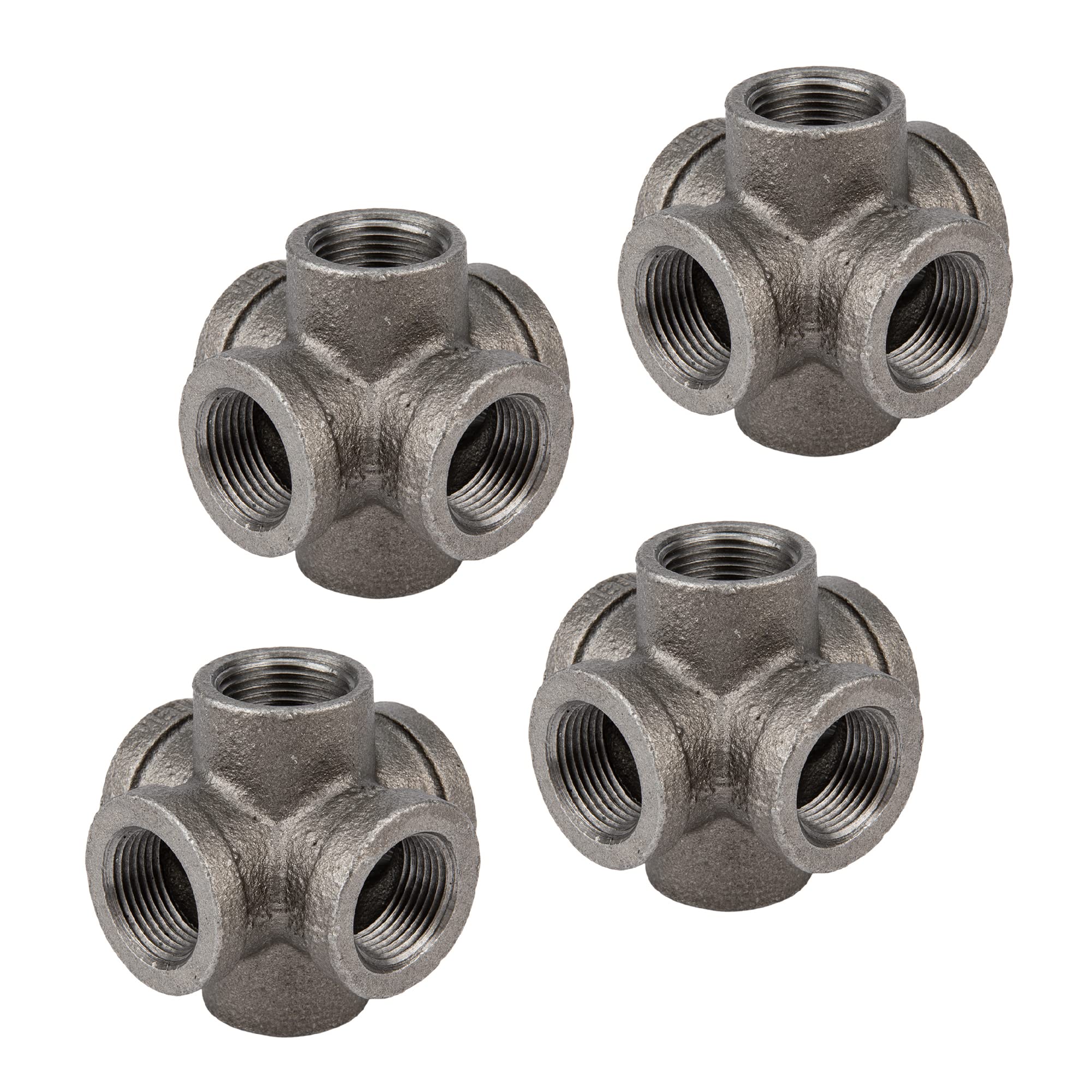 3/4" 6-Way Fitting, PIPE DECOR Black Malleable Iron Fittings Fit ...