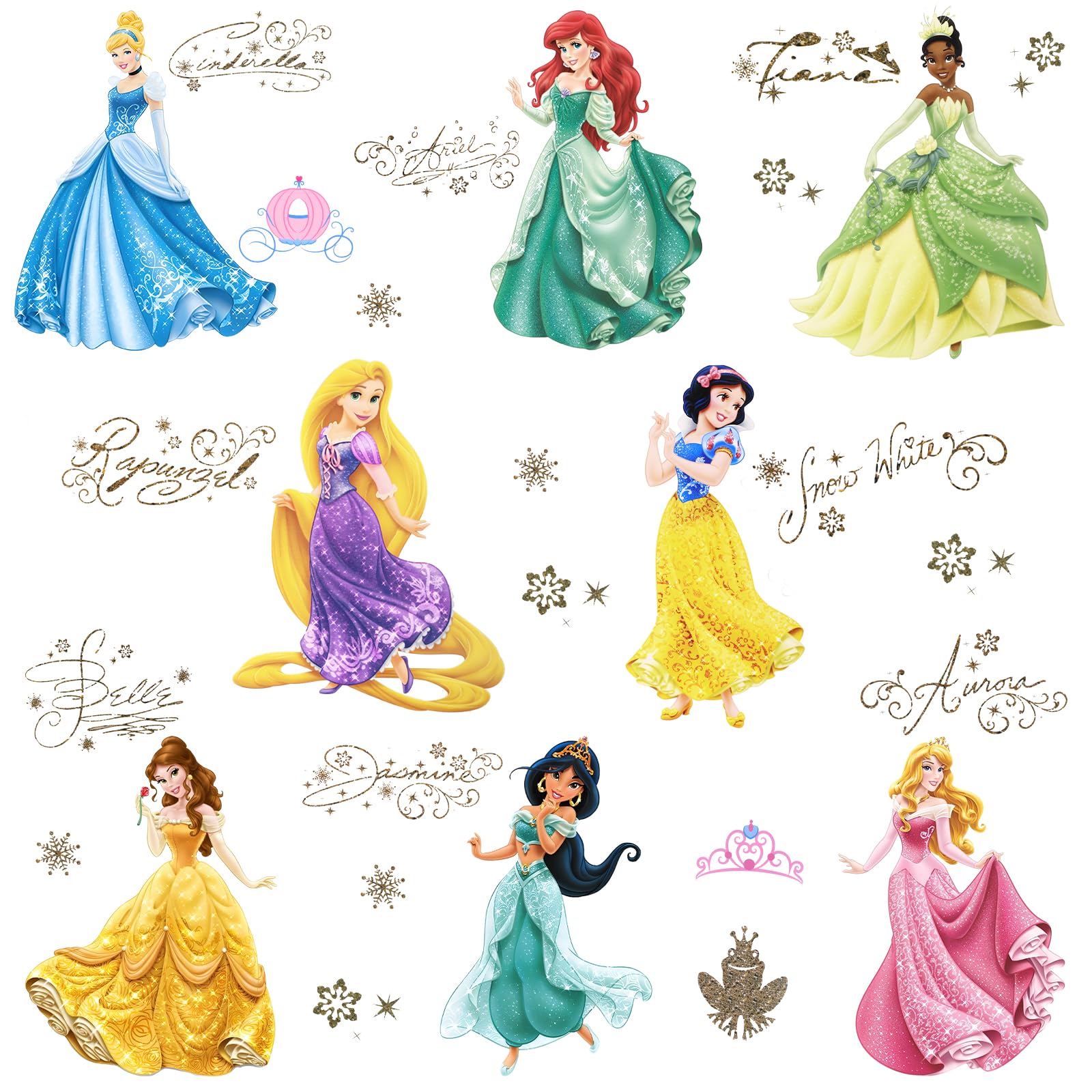 Wirhaut Princess Wall Stickers, Fairy Princess Wall Decals Beautiful ...