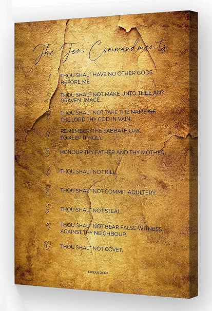 Amazon.com: The Ten Commandments Poster Vintage Framed Bible Scripture ...