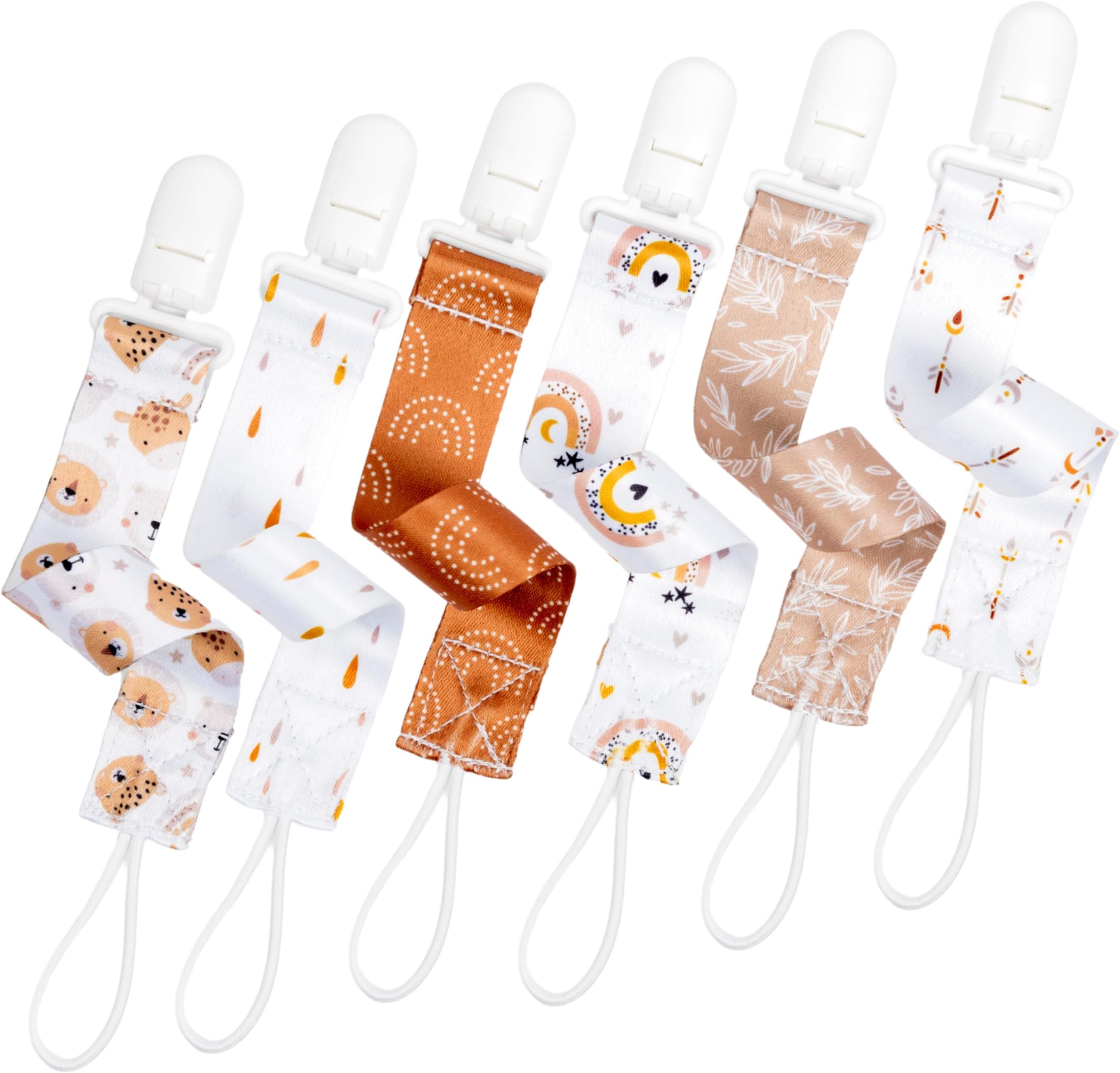 Amazon.com : BUNNYBEE Neutral Pacifier Clip Set, 6 Pack Pacifier Holder ...