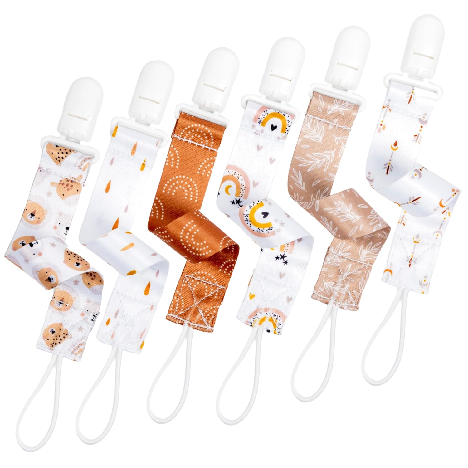 Amazon.com : BUNNYBEE Neutral Pacifier Clip Set, 6 Pack Pacifier Holder ...