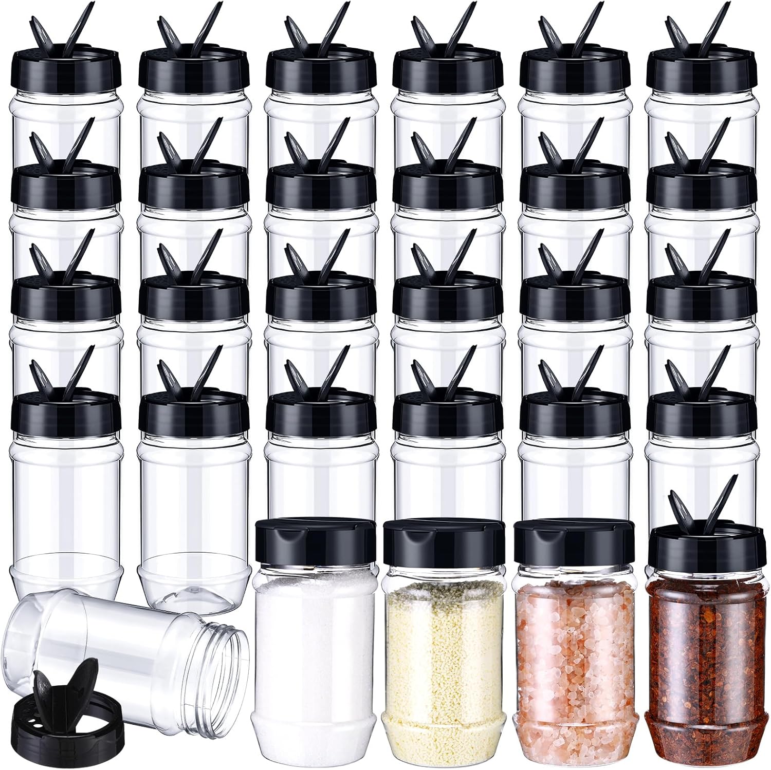 Amazon.com: Mimorou 30 Pack Plastic Spice Jars with Shaker Lids Clear Seasoning Containers Spice ...