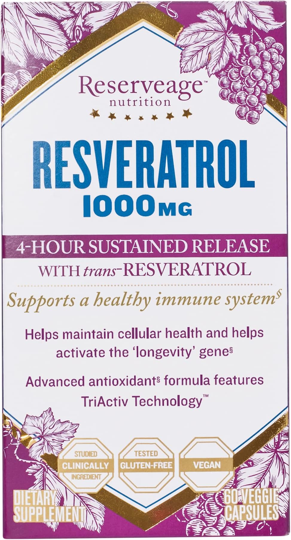 Amazon.com: Reserveage Beauty, Resveratrol 1000 mg, Antioxidant ...
