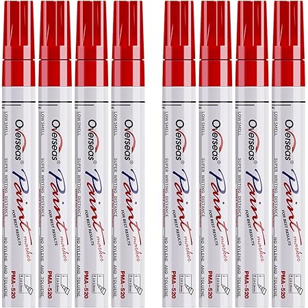 Amazon.com: Red Paint Markers Pens - Single color 6 Pack Permanent Oil ...