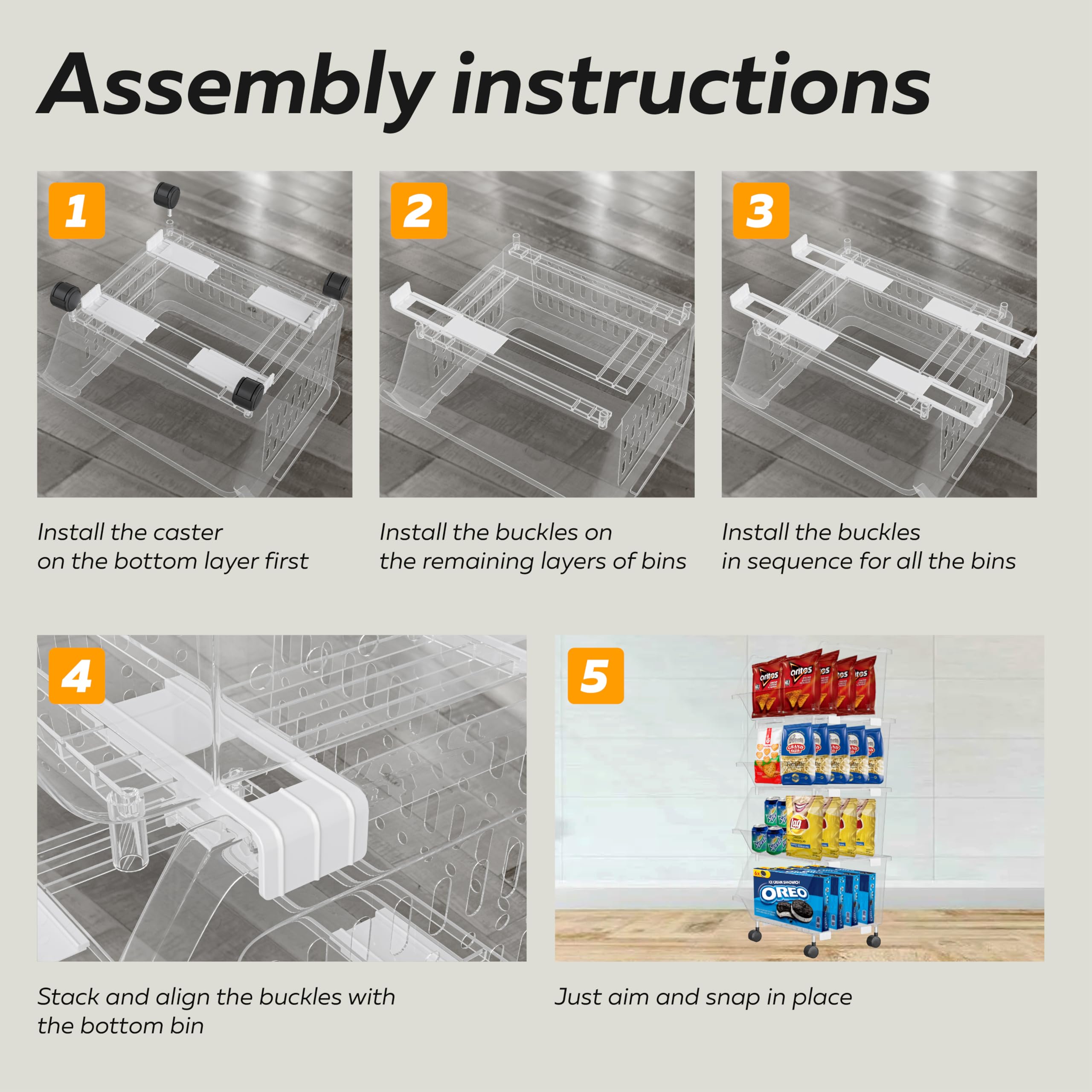 Snapklik.com : Skywin Plastic Stackable Storage Bins Clear - 8 Pack Large Open Front Storage ...