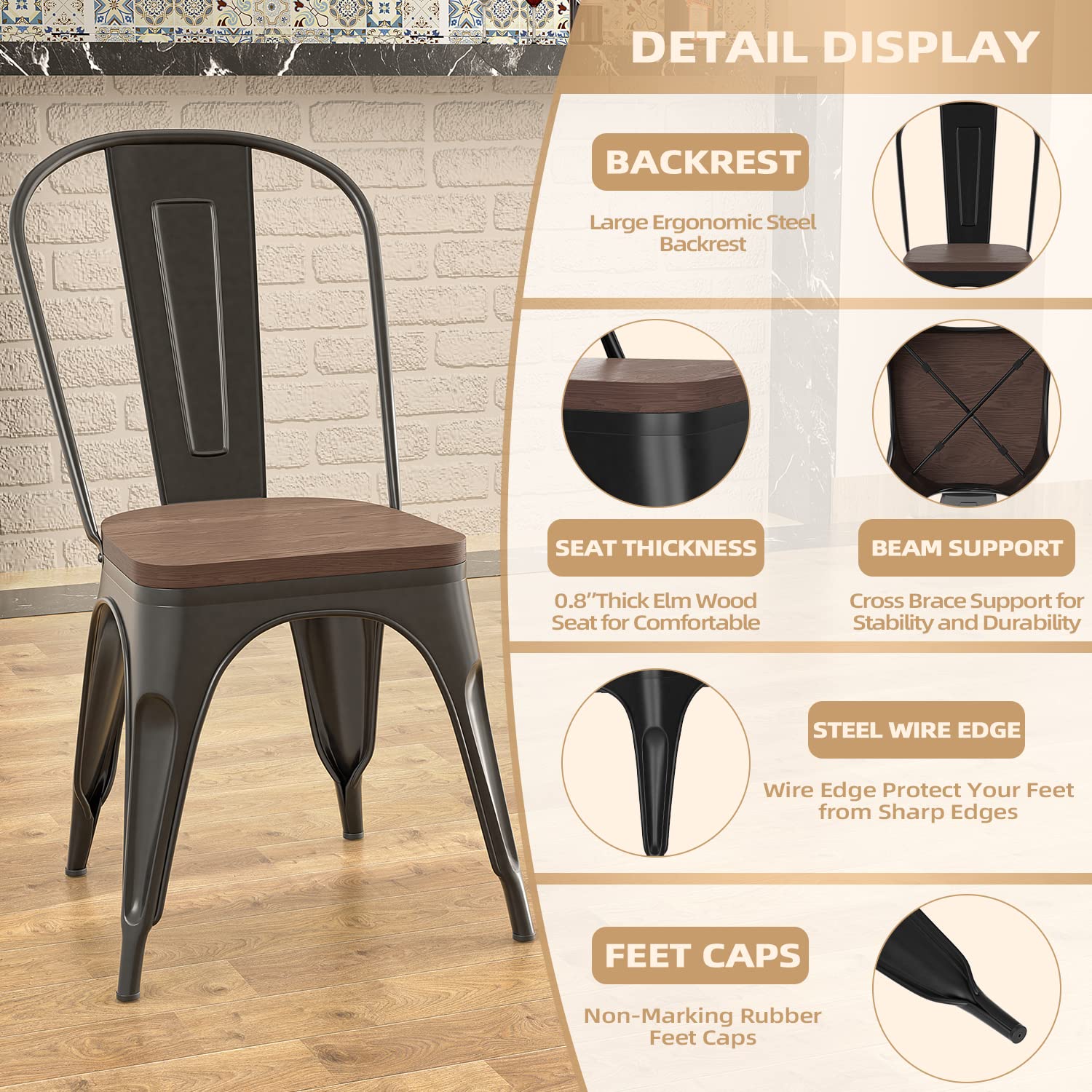 Snapklik.com : Shahoo Metal Dining Chairs Classic Iron Stackable ...