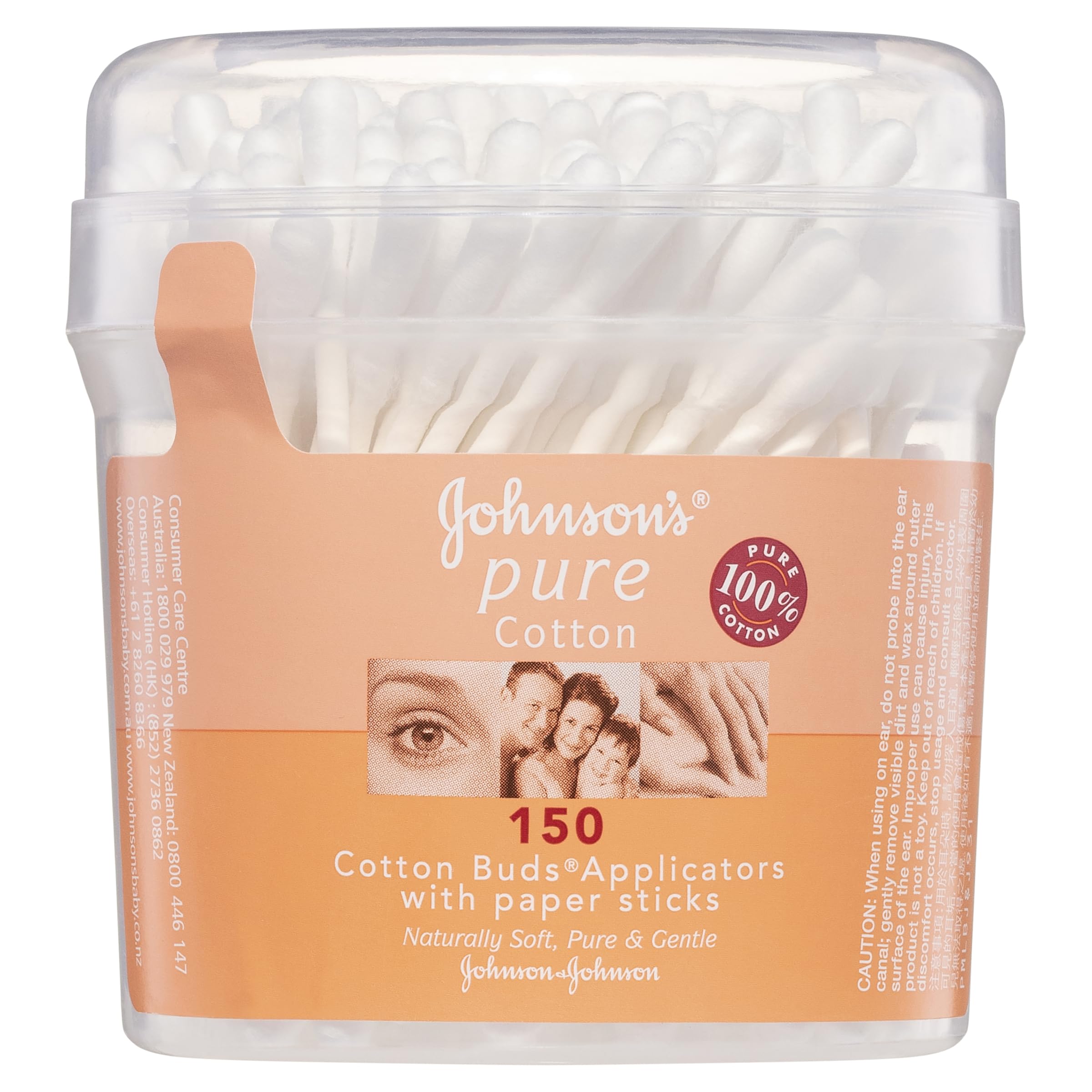 Johnson's Pure Cotton Bud Applicators With Paper Sticks 150 Pack ...
