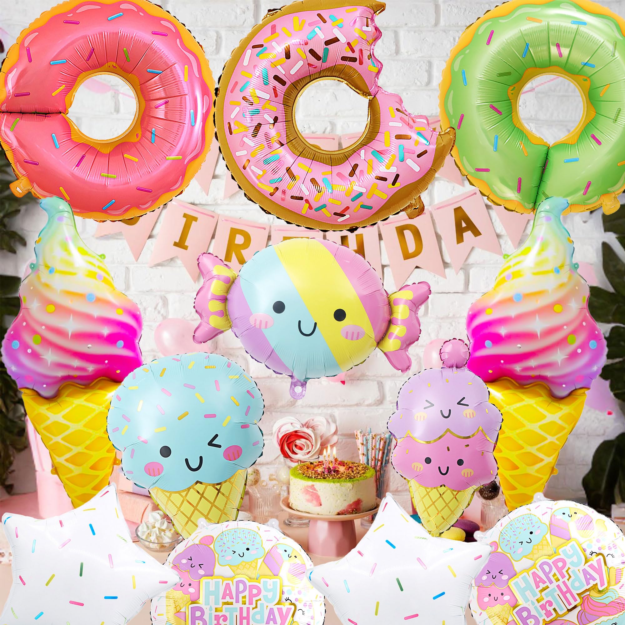 Snapklik.com : 12 PCS Large Donut Candy Ice Cream Theme Balloons, Ice ...