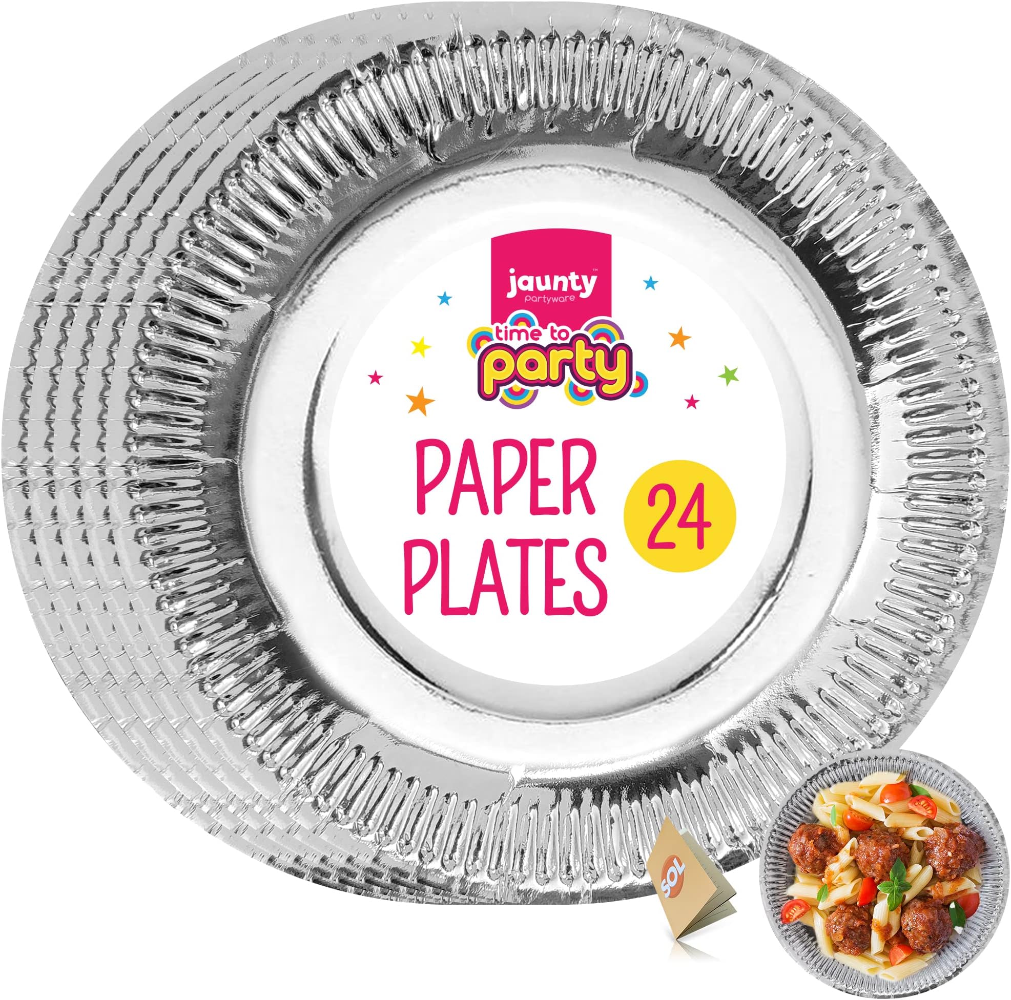 SOL 24pk Silver Paper Plates | 9" Silver Party Plates for All Occasions ...