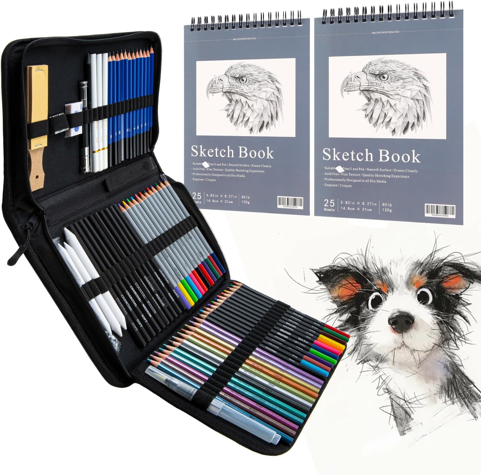 Amazon.com: HTVRONT 76 Pack Drawing Pencils Set Art Supplies Colored ...