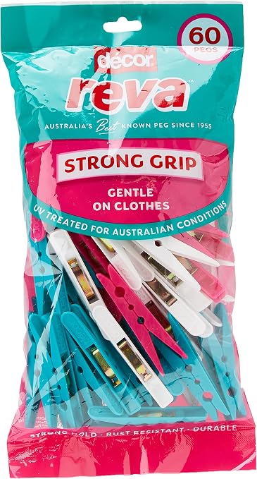 Decor Reva Assorted Clothes Pegs, 60 Piece : Amazon.com.au: Home