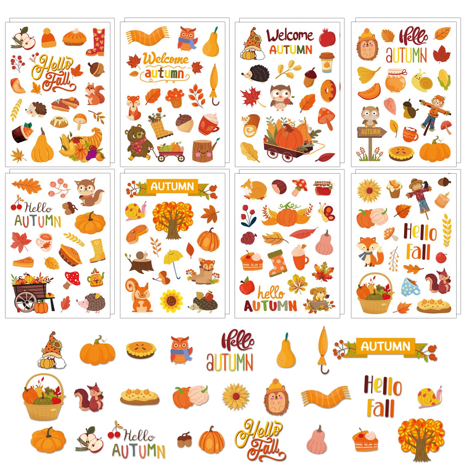 16 Sheets Autumn Leaves Autumn Theme Stickers Vintage Self-Adhesive ...
