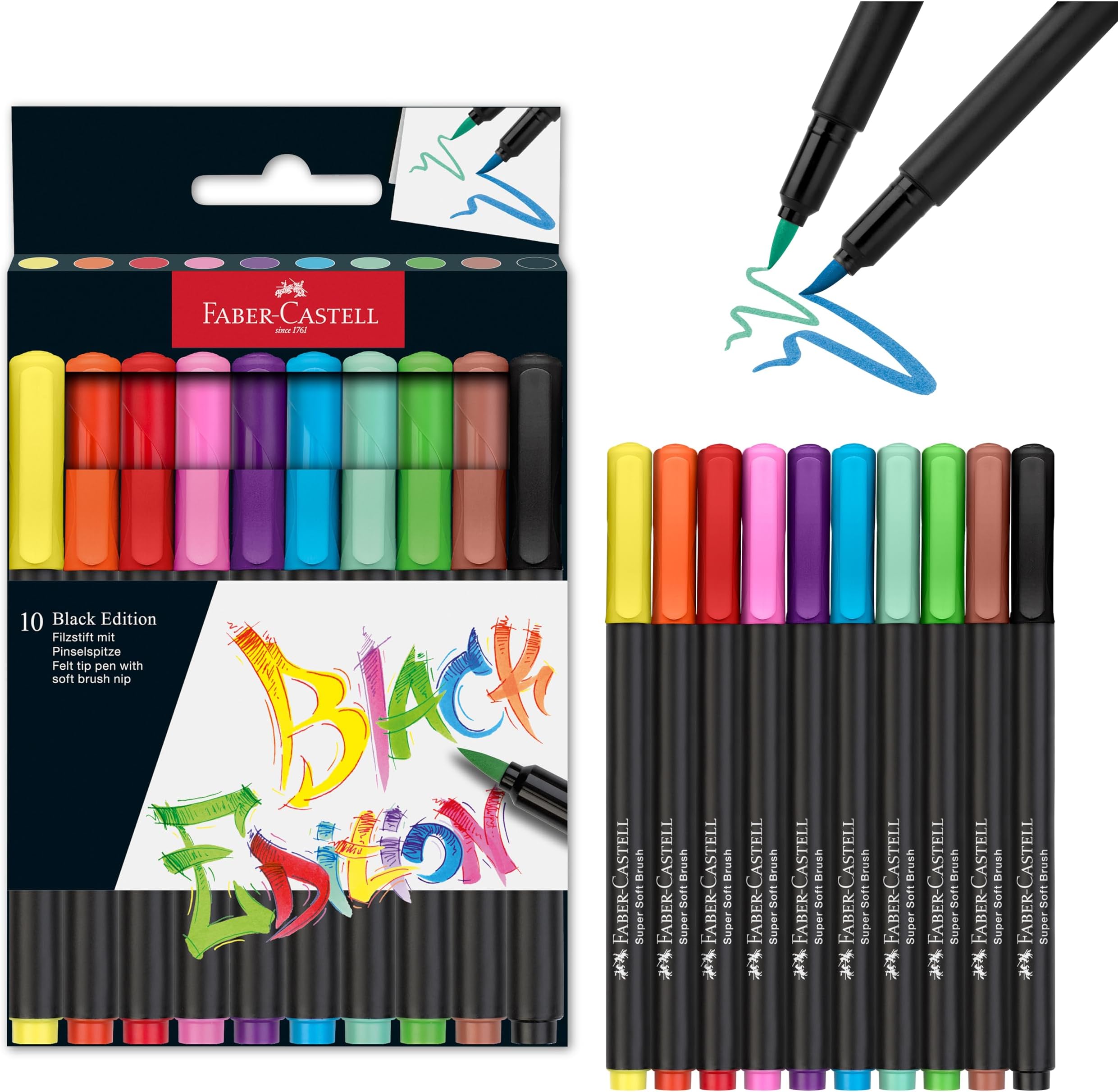 Amazon.com: Faber-Castell Black Edition Felt Tip Pen with Soft Brush ...