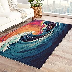 Amazon.com: Japanese Rugs for Bedroom - Japanese Wave Rug & Home Decor ...