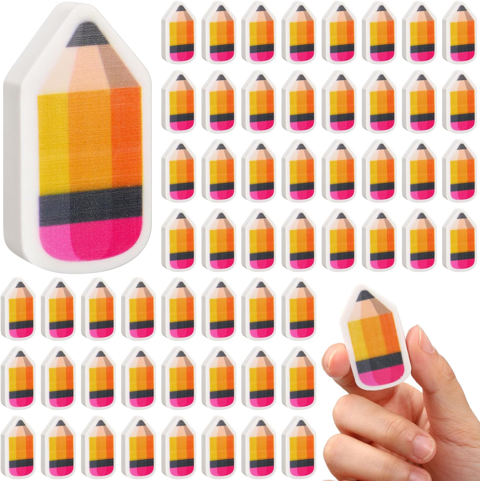 Amazon.com : Affrolling 36 Pcs Large Pencil Shaped Erasers Bulk Fun ...