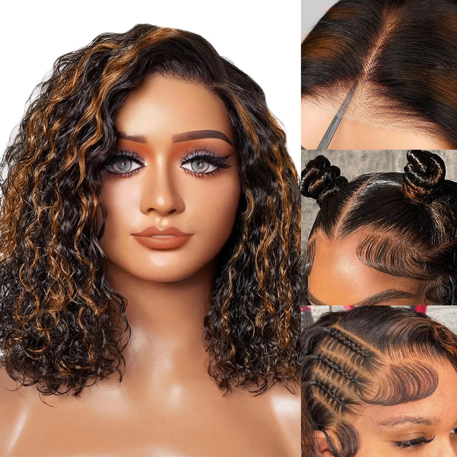 Amazon.com : Glueless Bob Wigs Human Hair Pre Plucked Pre Cut 1B/30 ...