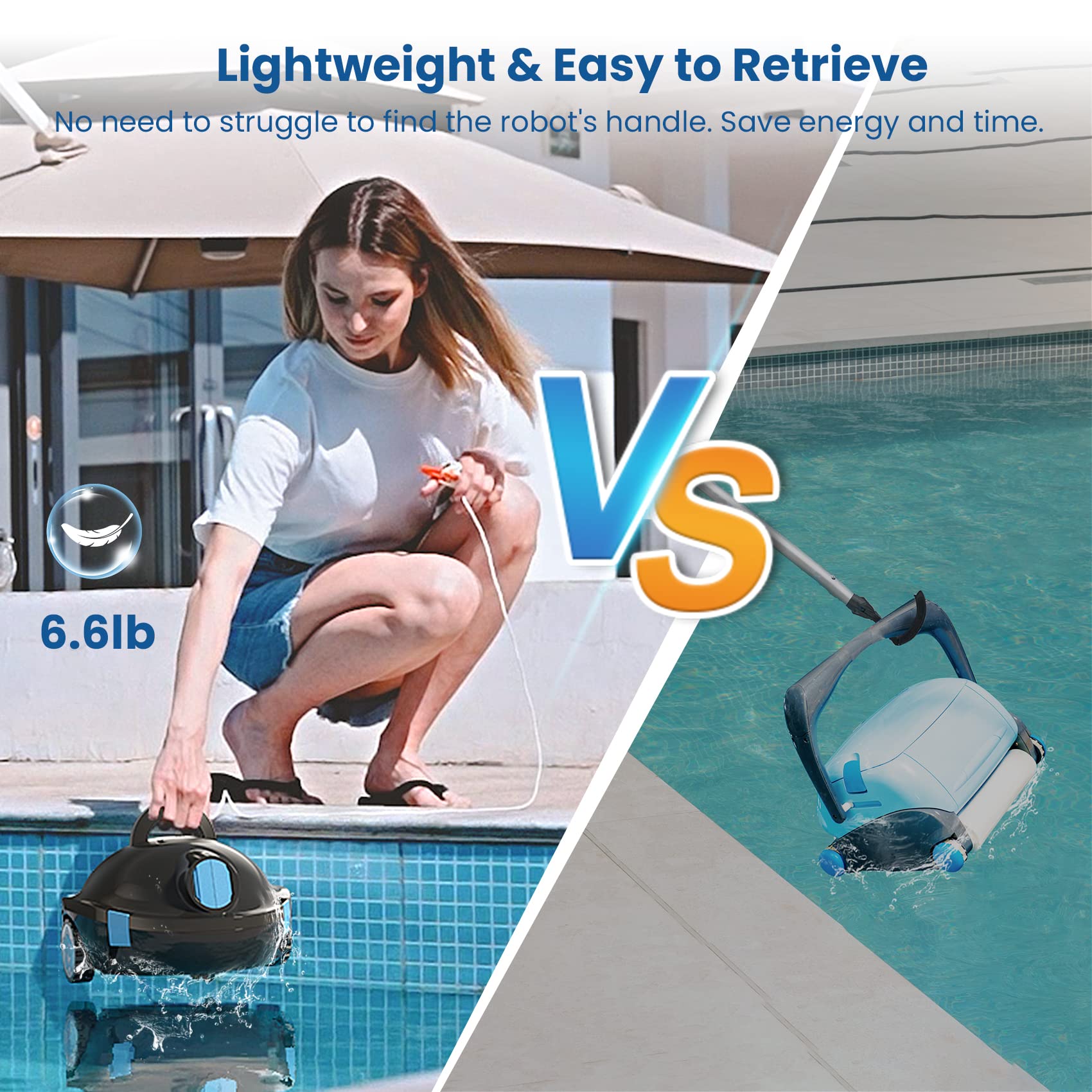 INSE Y10 Cordless Robotic Pool Cleaner, Automatic Pool Vacuum, 90 Mins ...