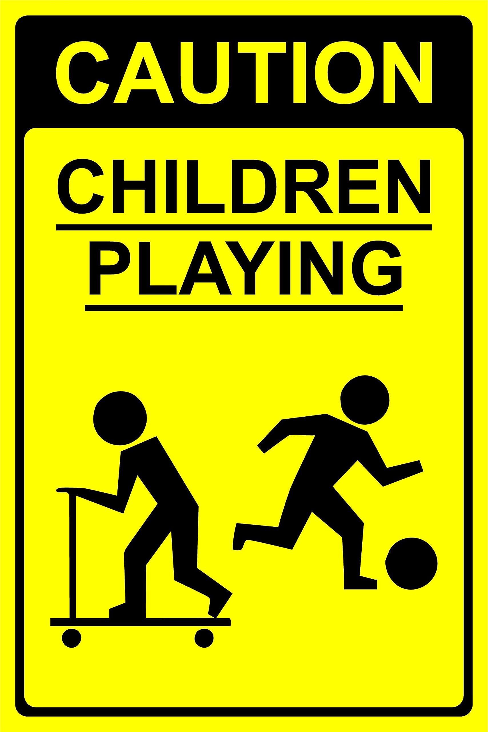 Caution Children Playing Sign - 1.2mm rigid plastic 200mm x 300mm ...
