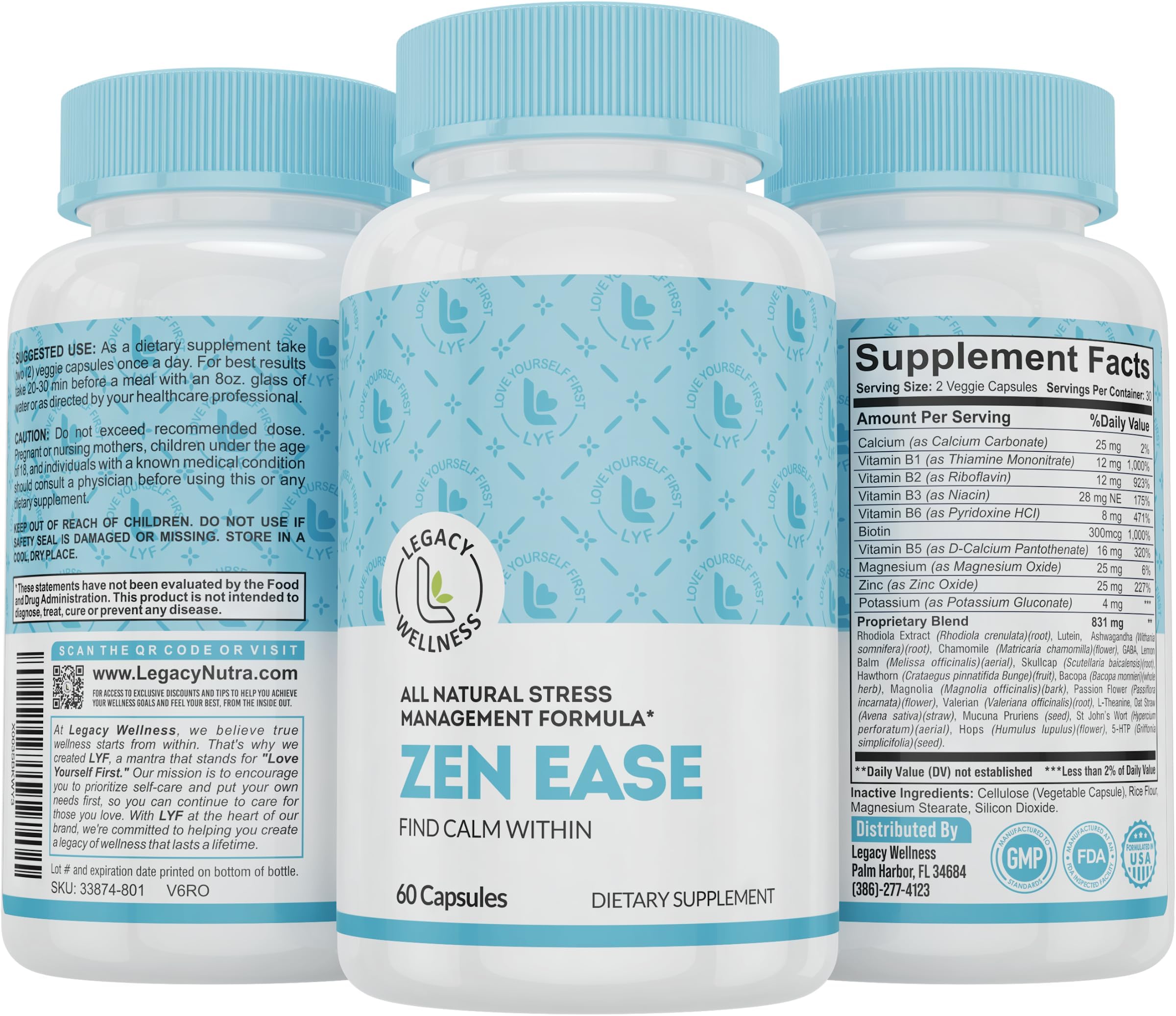 Amazon.com: Legacy Wellness Zen Ease Calm Mind Supplement - Natural ...