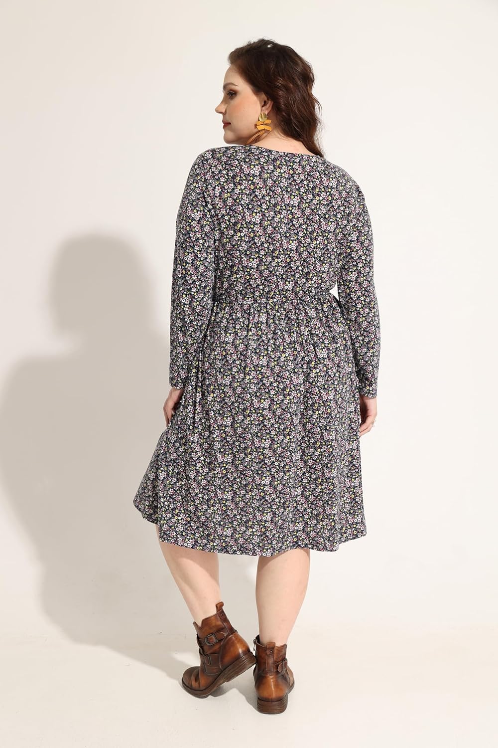 RITERA Women's Plus Size Dresses Long Sleeve Ribbed Knit Dress High ...