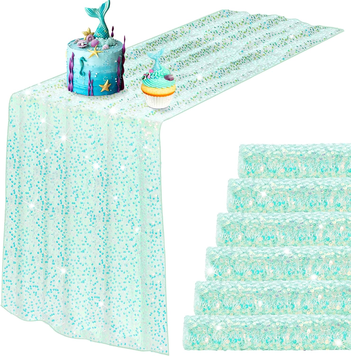 Amazon.com: Remagr 6 Pcs Iridescent Sequin Table Runner 12 x 72 Inch ...