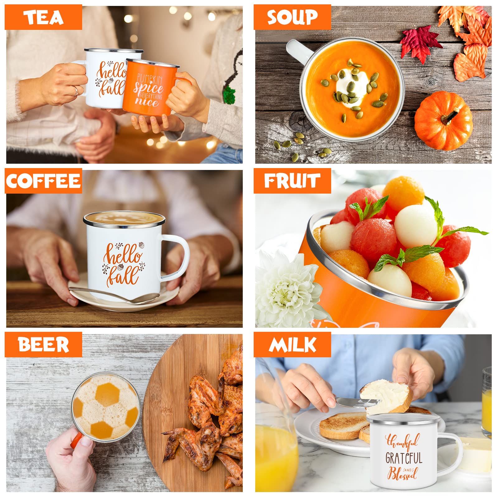 Fall Coffee Mugs 12 oz Thanksgiving Enamel Mug Autumn Coffee Mug ...