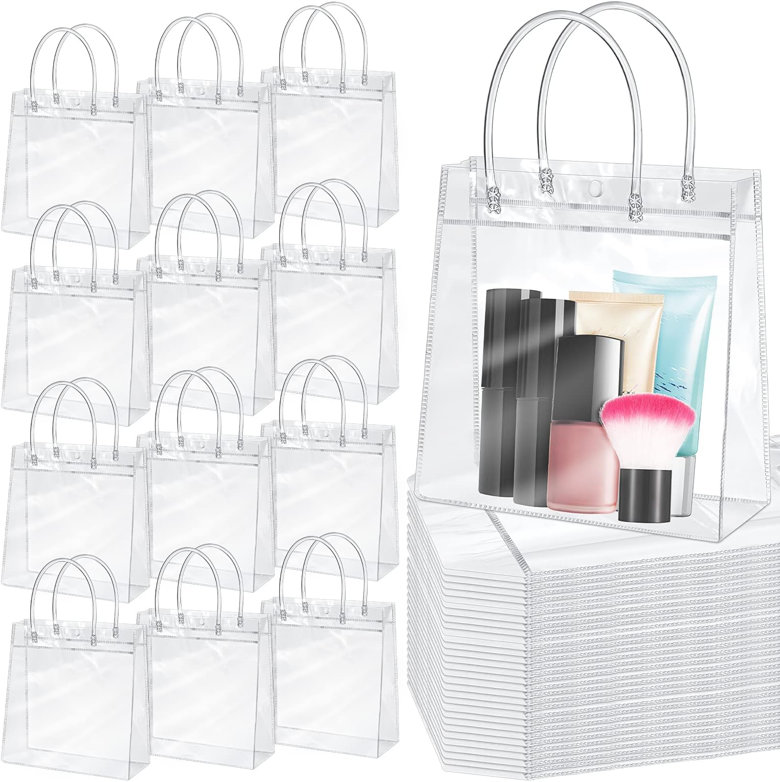Amazon.com: Cididu 40 Pieces Clear Gift Bags with Handles, White ...