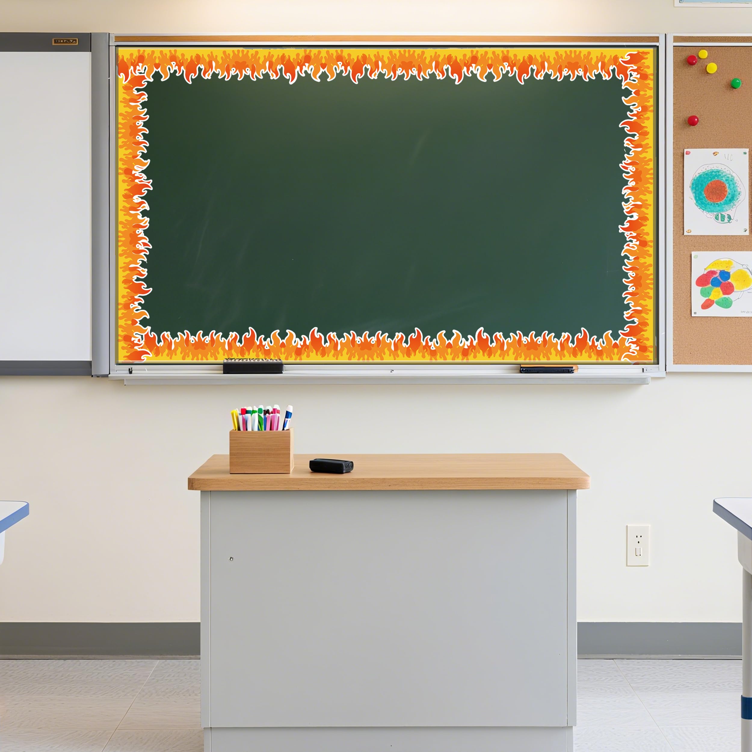 Snapklik.com : Fire Bulletin Board Border 32.8FT Red Orange Burning ...