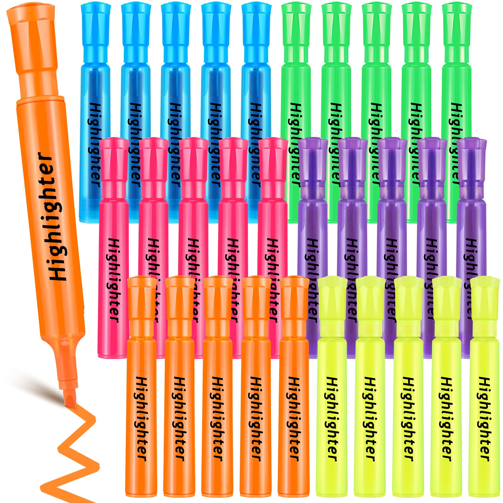 Snapklik.com : Qilery 30 Pack Highlighters Bulk, Tank Style Chisel Tip ...