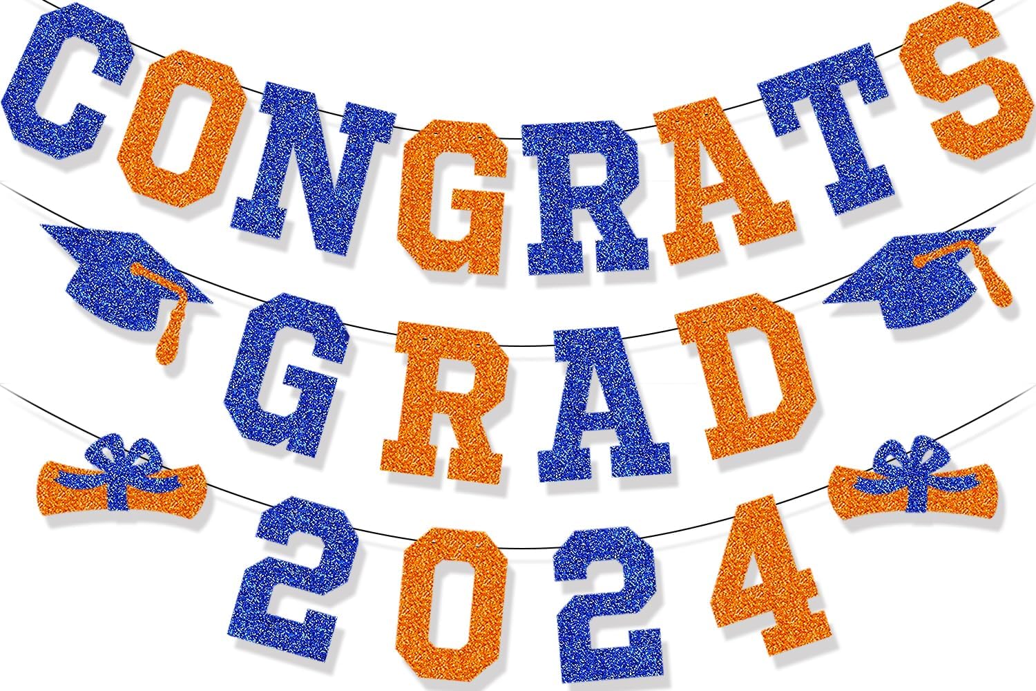 Amazon.com: 2024 Congrats Grad Door Banner, Orange and Blue Graduation ...