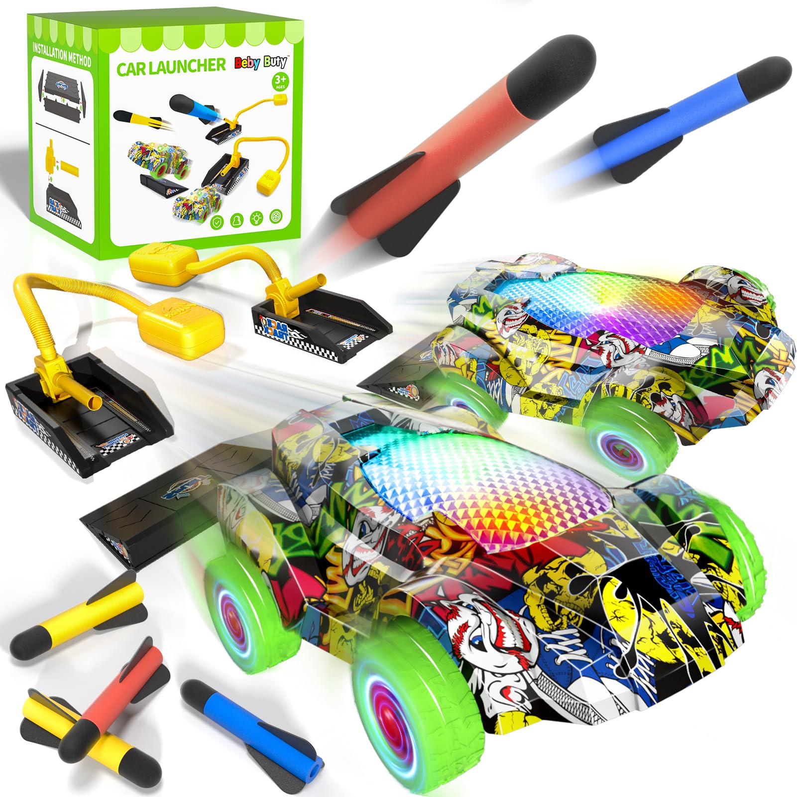 Amazon.com: Beby Buty Indoor Outdoor Car Launcher Toys for Kids Boys ...