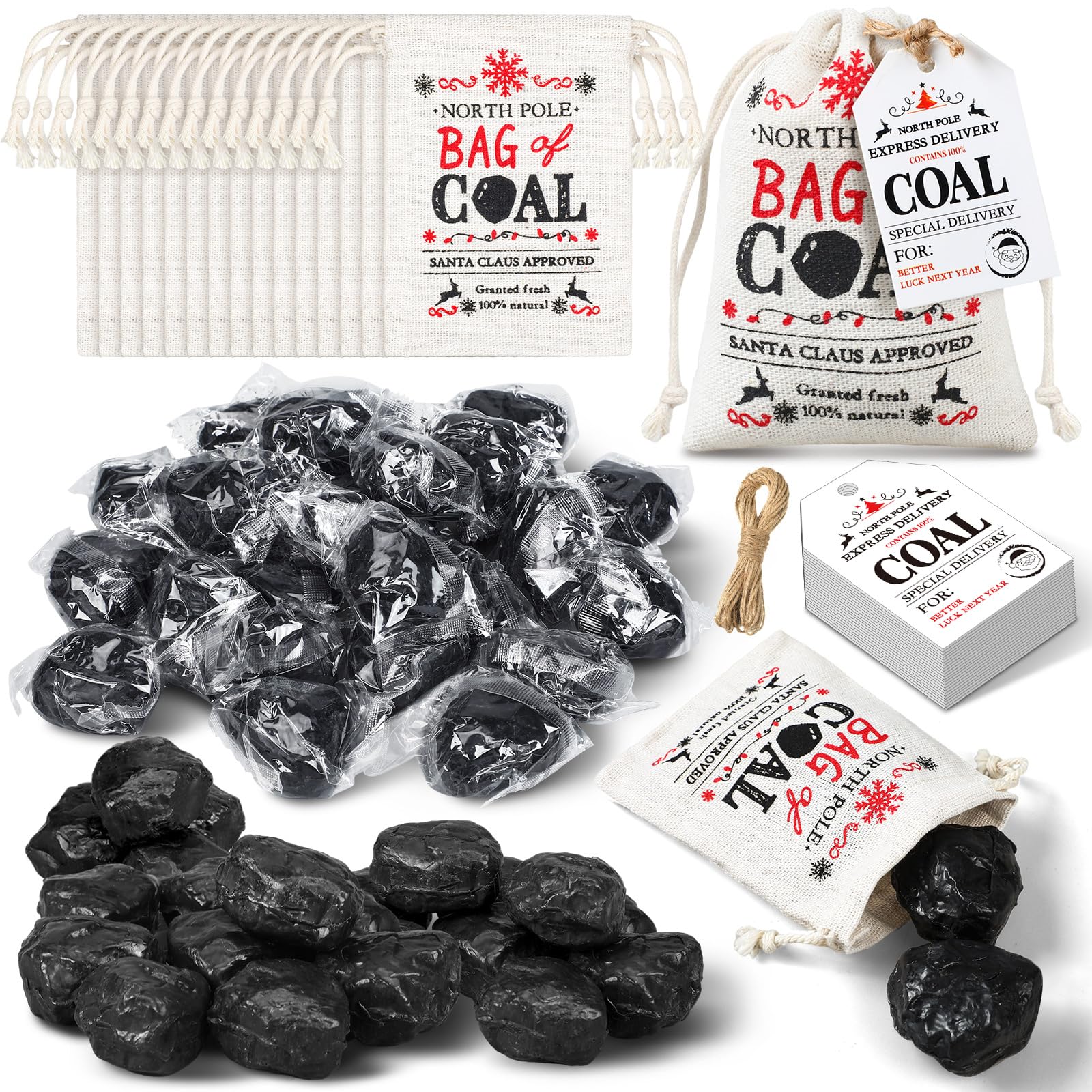 Demissle 48 Christmas Lump Coal Soaps Gifts Bulk for Men Kids Small ...