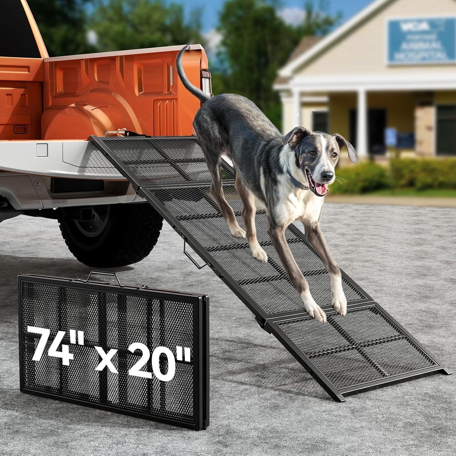 74'' L & 20'' W Portable Dog Ramp for Car - Extra Wide Lightweight Pet ...