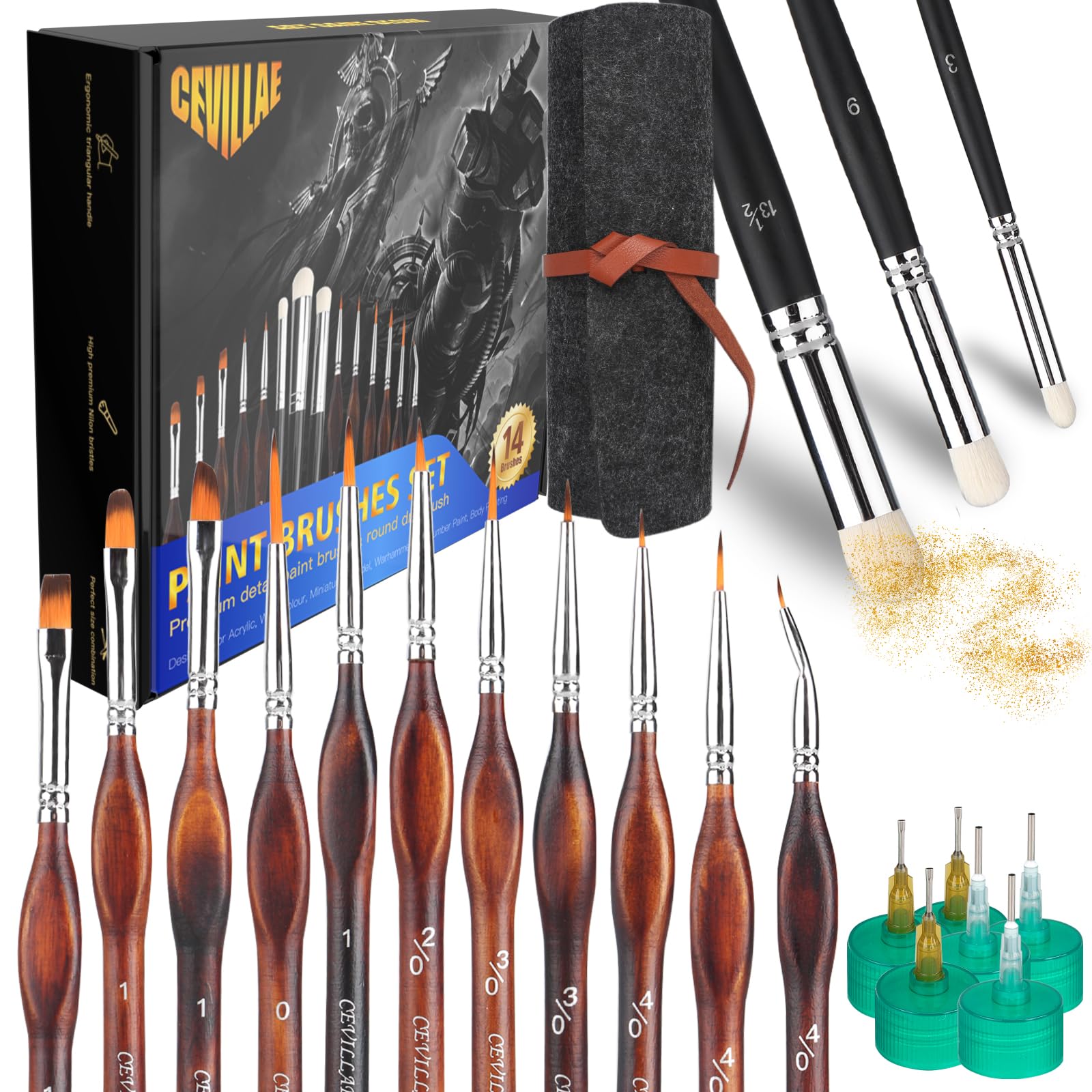 CEVILLAE Model Making Brush Set 11 Premium Fine Detail Brushes 3 Dry ...