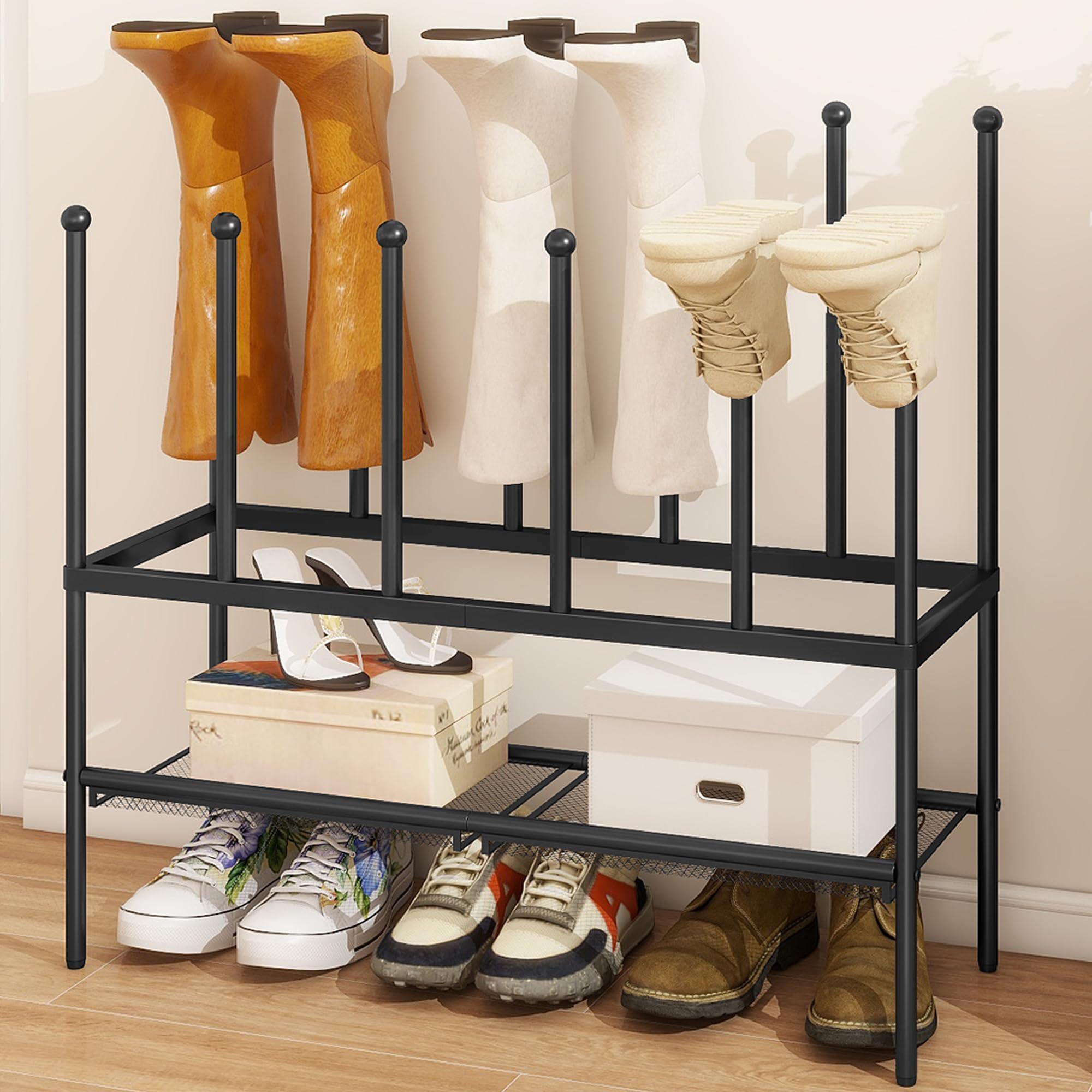 Amazon.com: ELITEROO Boot Rack, 2 Tier Free Standing Metal Shoe Racks ...